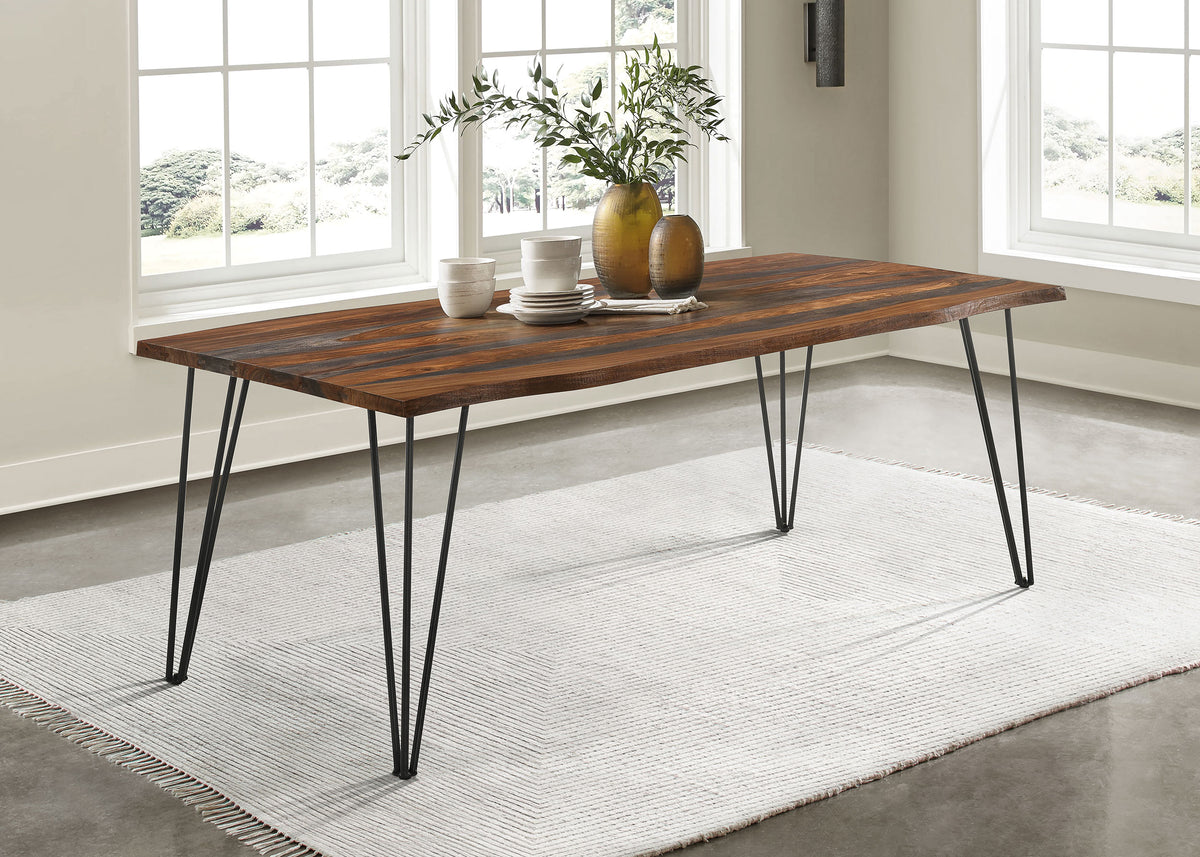 Neve Live-edge Dining Table with Hairpin Legs Sheesham Grey and ...